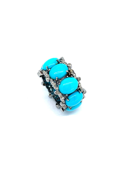 Turquoise And Diamond Band ( Ring ) - Arthur Marder Fine Jewelry